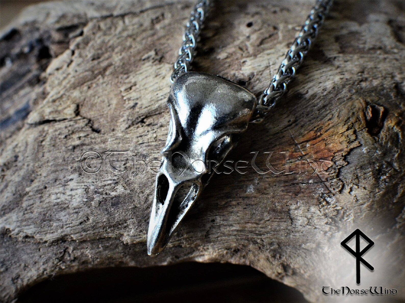 Viking Raven Skull Necklace, Odin's Ravens Pendant Amulet, Viking ...
