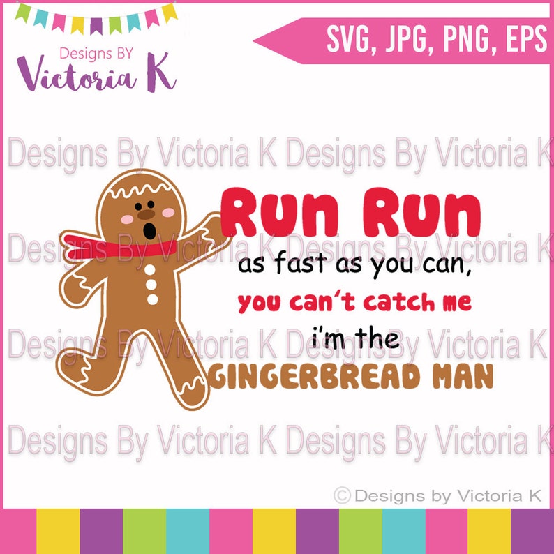 Gingerbread Man Run Run as fast as you can Christmas | Etsy