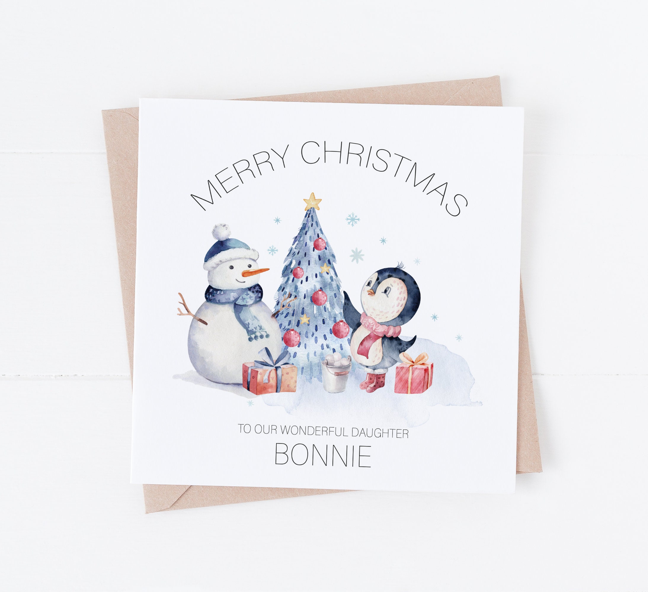 Personalised Cute Animals Christmas Card - Daughter Granddaughter Son ...