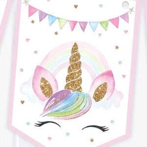 Unicorn Happy Birthday Bunting - Children's Party Decoration Banner ...