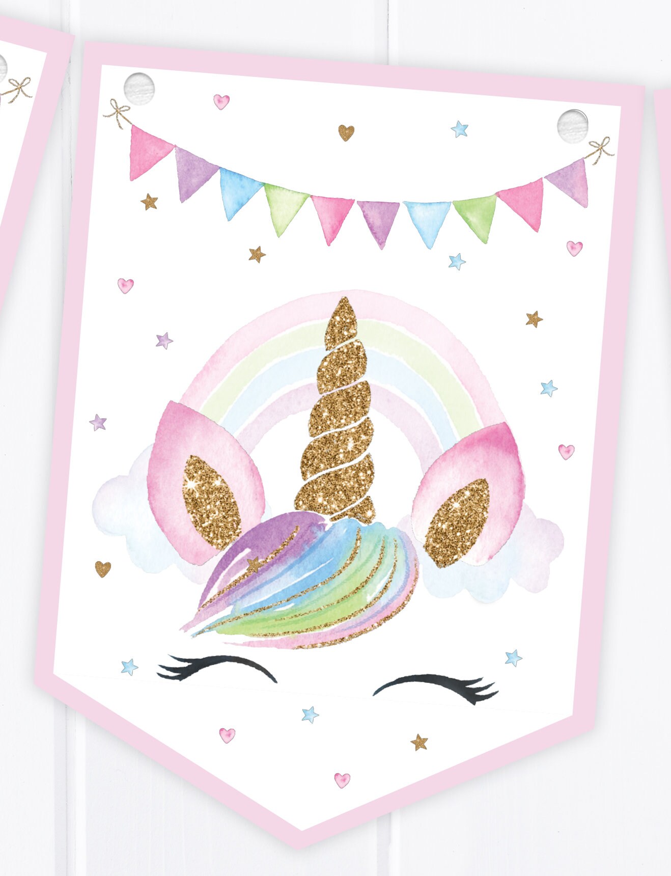 Unicorn Happy Birthday Bunting Children's Party | Etsy