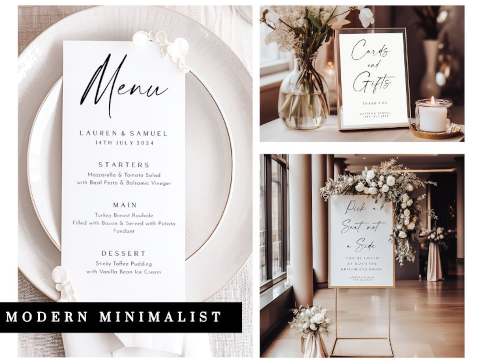 A1, A2 or A3 Minimalist Seating Plan Wedding Welcome Sign - Table Plan ...
