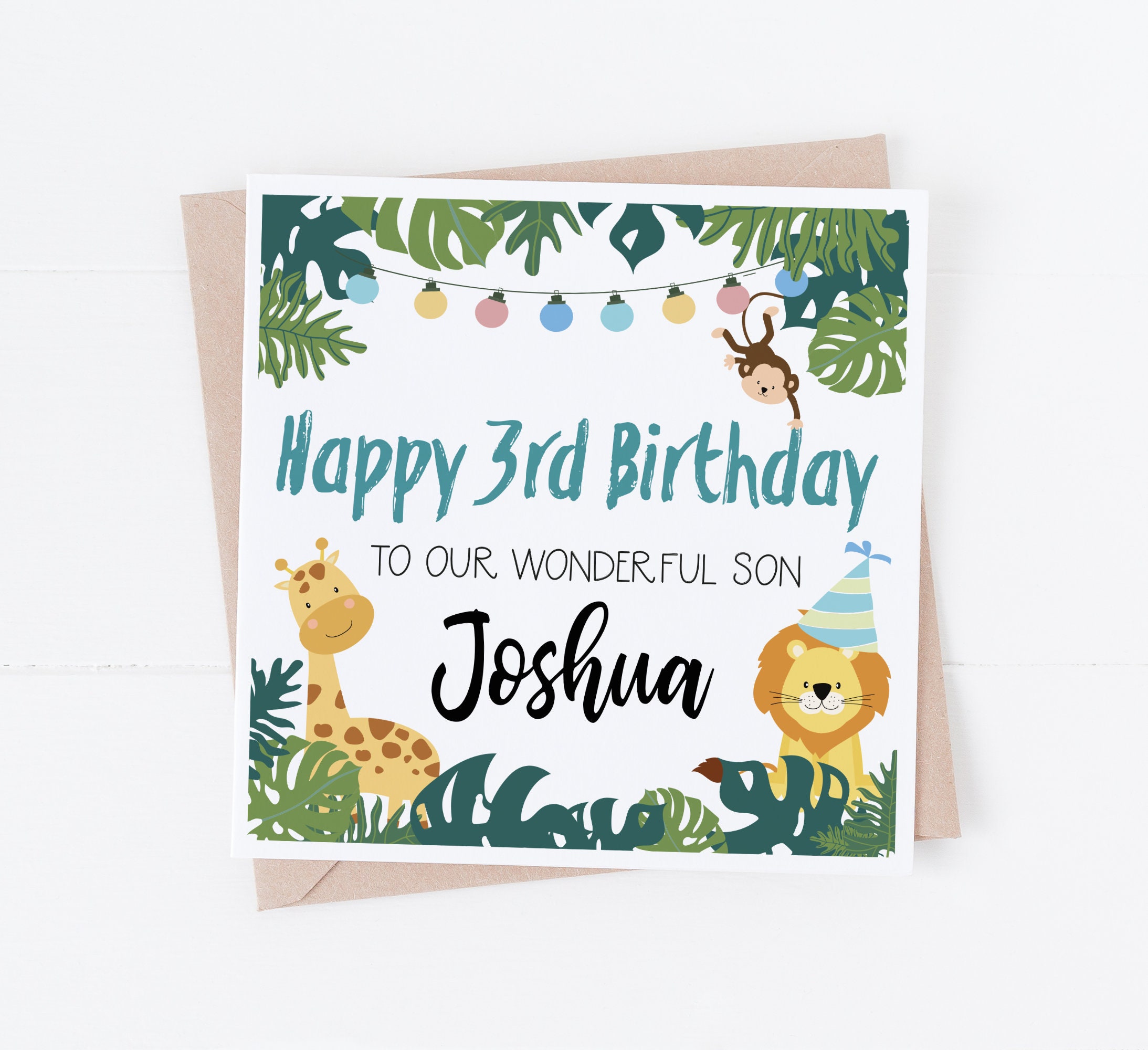 Personalised Jungle Happy Birthday Card Personalise with any | Etsy