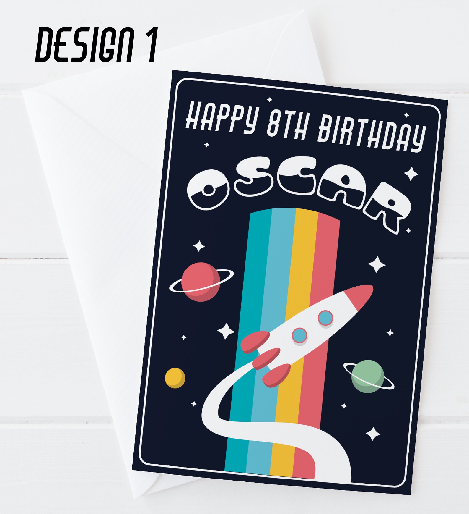 Personalised Space Birthday Card Any Name or Age Spaceship | Etsy UK