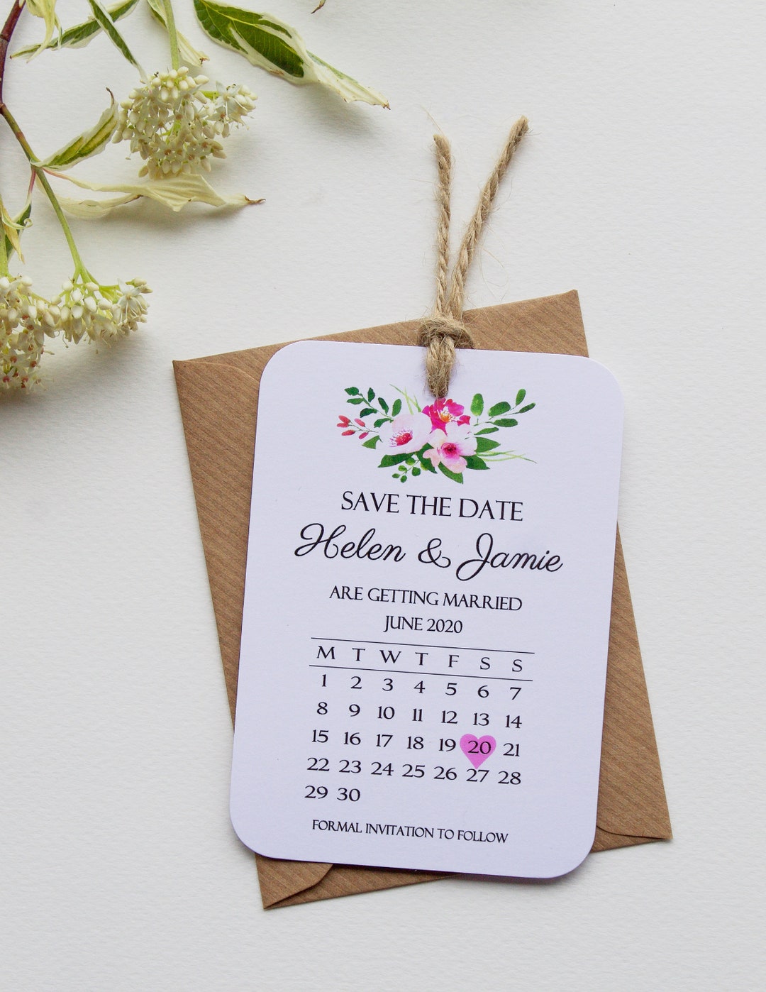 Rústica Floral Save the Date Tags con sobres y opción de imán - Etsy España