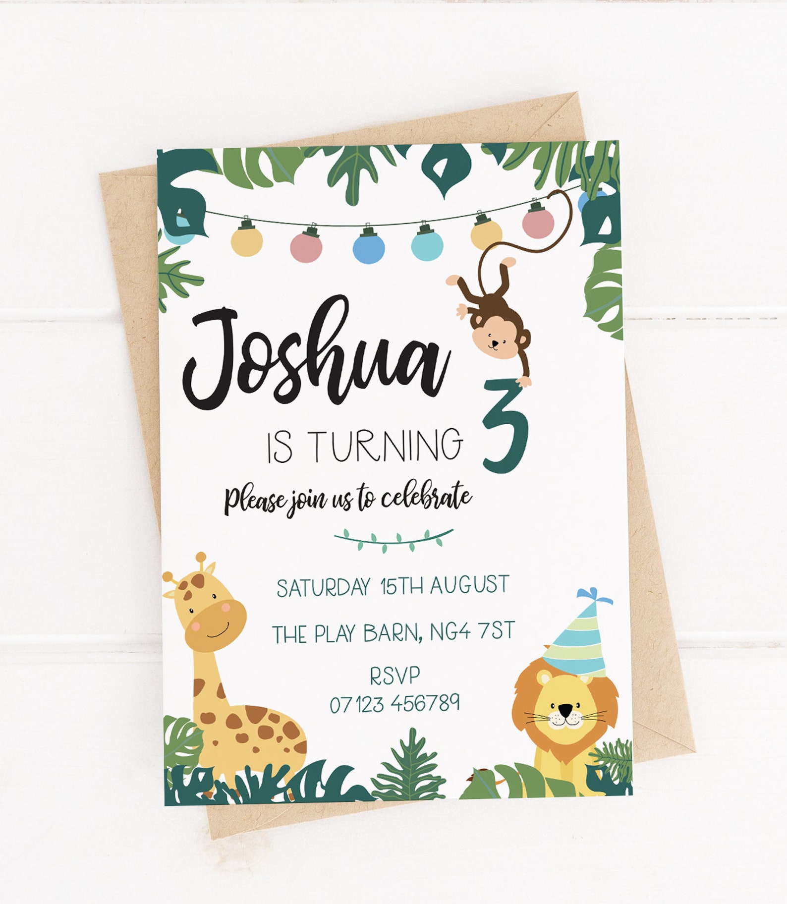 Jungle Party Invitations Personalised Birthday Party Invites | Etsy