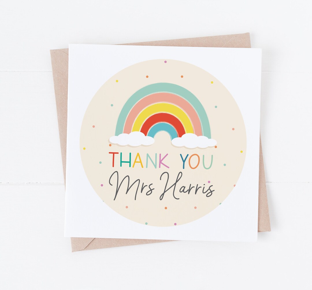 Personalised Rainbow Thank You Teacher Card - End of School Gift GC7 ...