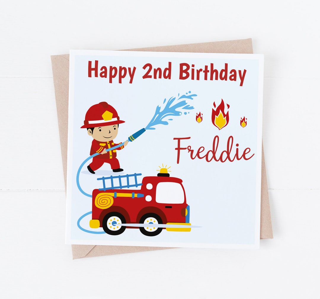 Personalised Fireman Happy Birthday Card Personalise With Any Text or ...