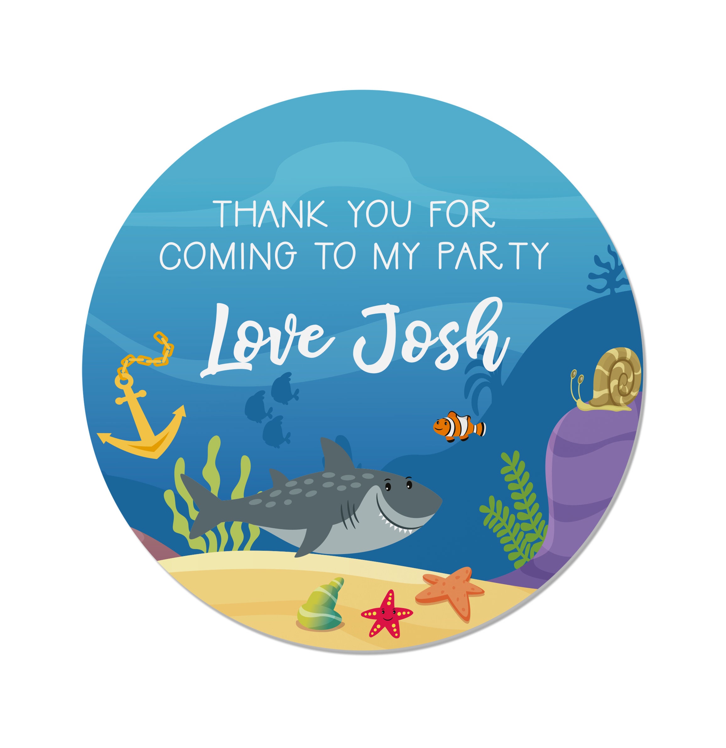 24 Personalised Under the Sea Birthday Stickers Thank You | Etsy UK