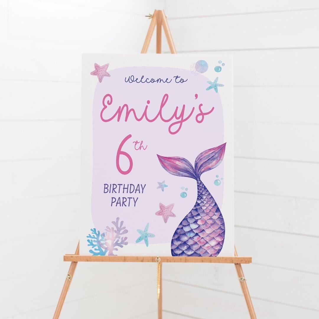 Personalised Mermaid Tail Birthday Welcome Sign - Digital or Printed ...