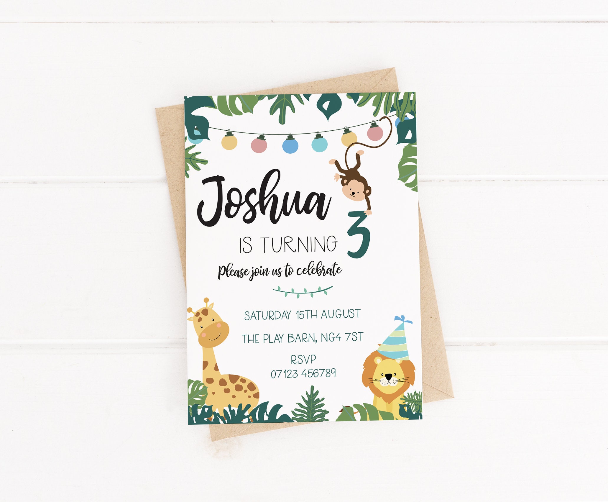Jungle Party Invitations Personalised Birthday Party Invites - Etsy