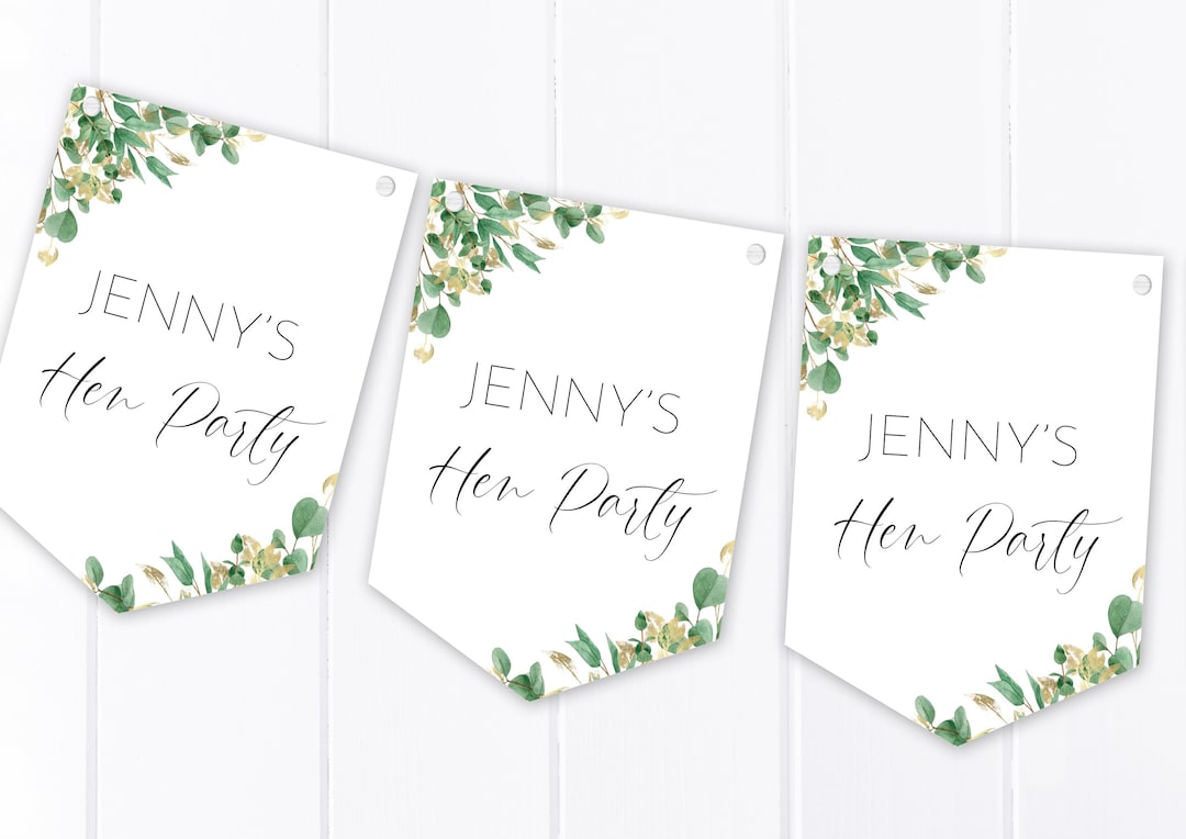 Personalised Bridal Shower / Hen Party Bunting - Bright Green and Gold ...