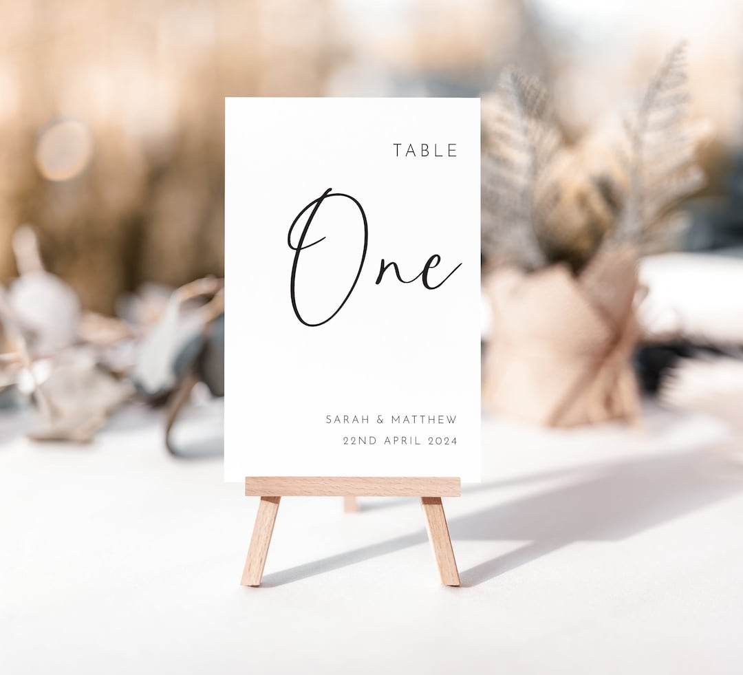 Wedding Table Number Cards - Table Name Cards - Modern Minimalist ...