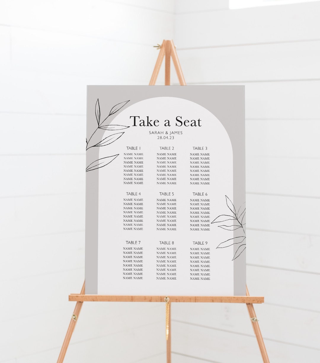 A1, A2 or A3 Botanical Line Art Seating Plan Wedding Welcome Sign Table ...