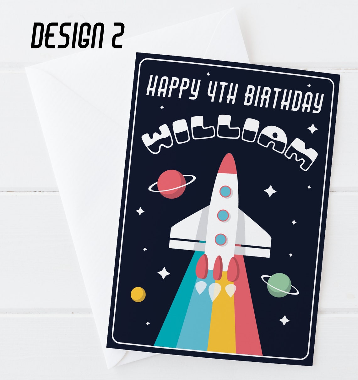 Personalised Space Birthday Card Any Name or Age Spaceship | Etsy UK