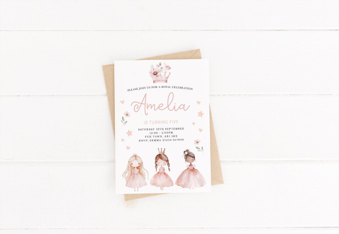 Watercolour Princess Party / Sleepover Personalised Birthday ...