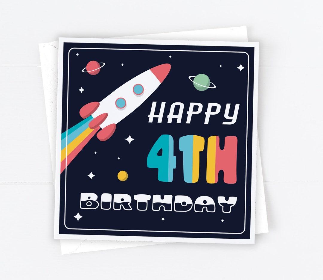 Space Rocket Happy Birthday Card - Personalise With Any Age - 1st, 2nd ...