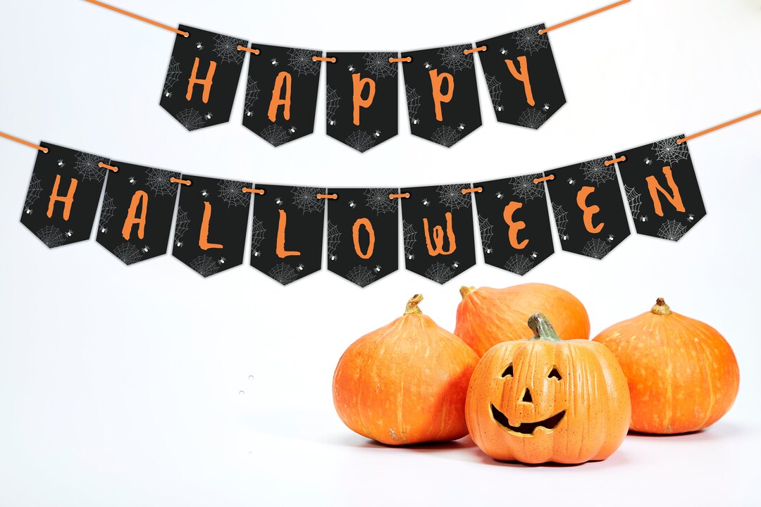 Happy Halloween Party Bunting Decoration Banner Garland - Spider Web ...