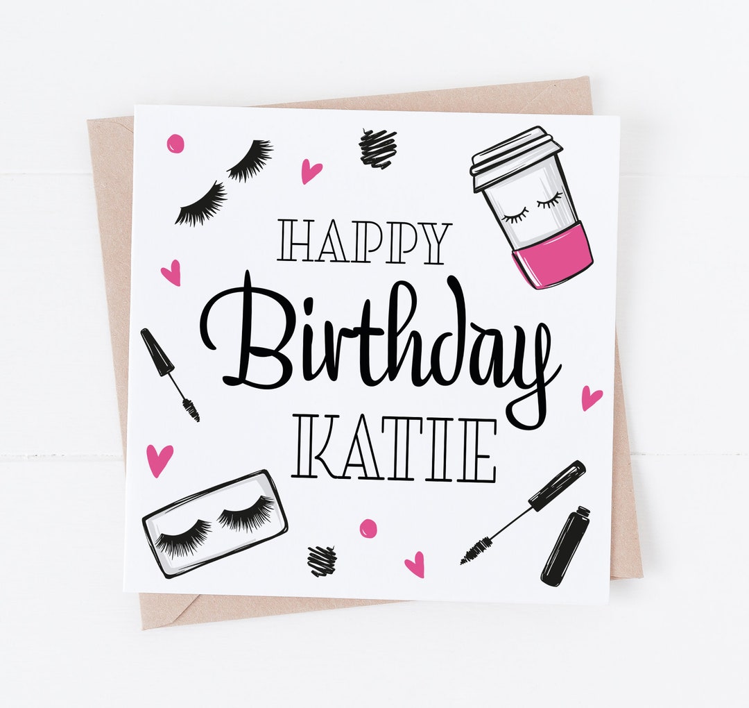 Personalised Happy Birthday Card - Modern Make-up Design - Teenager ...