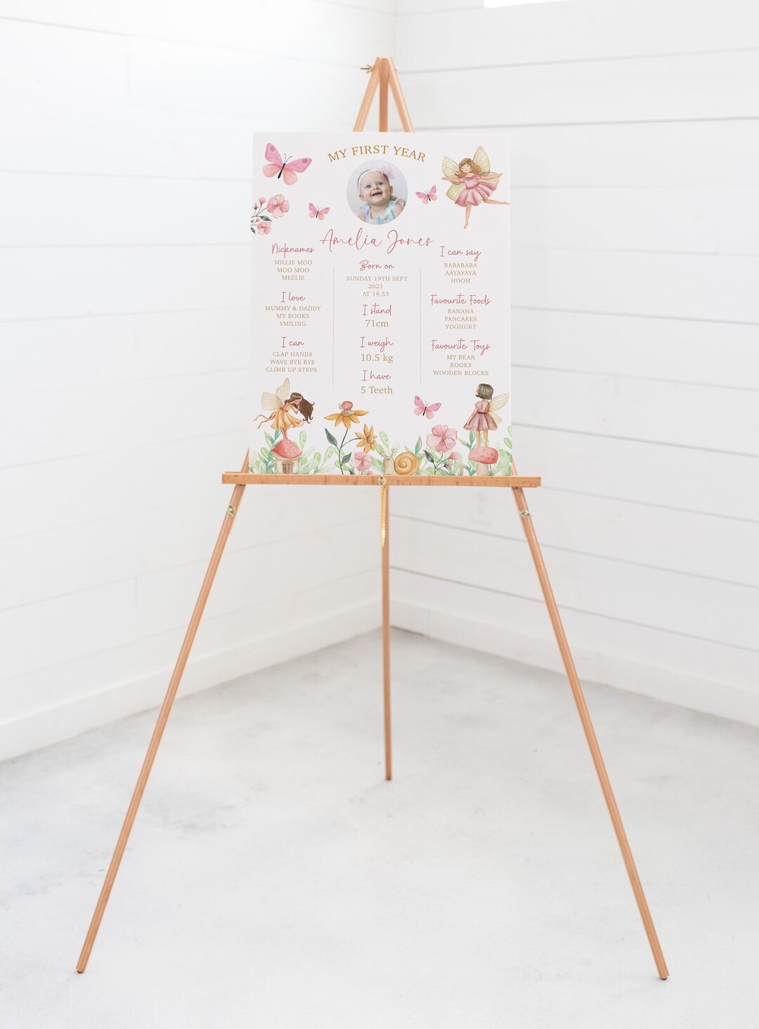 Personalised Pink Watercolour Fairy Garden Birthday Milestone Board ...
