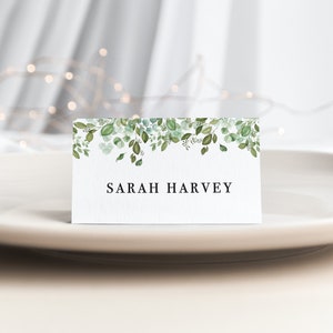 Personalised Elegant Greenery Eucalyptus Place Name Cards - Seating ...