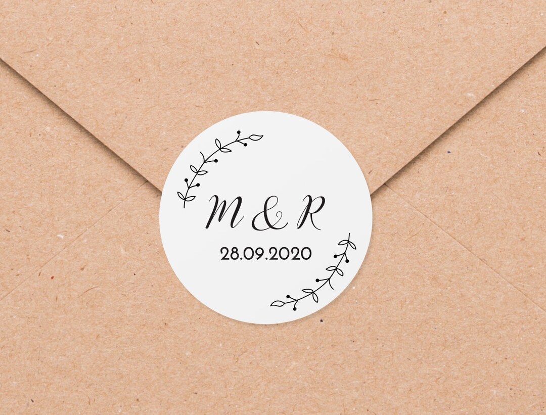 Personalised Round Monogram Stickers Labels - Envelope Seals - Wedding ...
