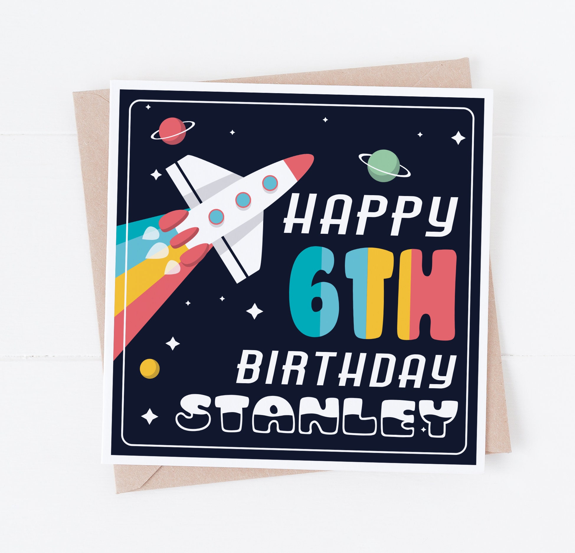Personalised Space Birthday Card - Any Name or Age - Spaceship or ...