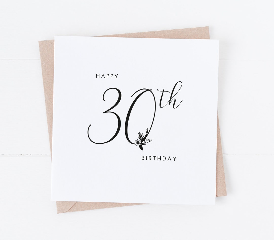 30th Birthday Card Minimalist Feminine Floral Design BC17 - Etsy