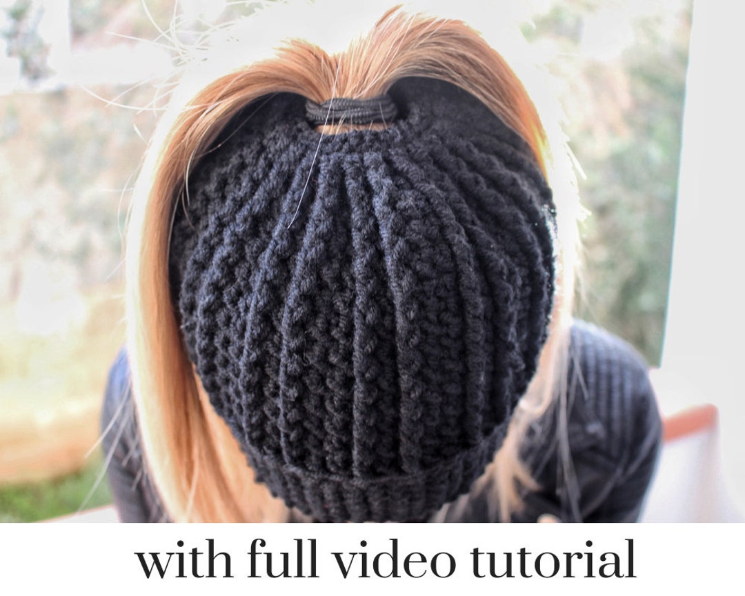 Messy Bun Pattern, Messy Bun Touque, Crochet Hat Pattern, Crochet ...