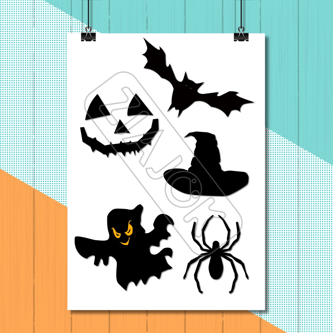 HALLOWEEN BUNDLE - DIGITAL File - Scary Face, Bat, Scary Ghost, Spider ...