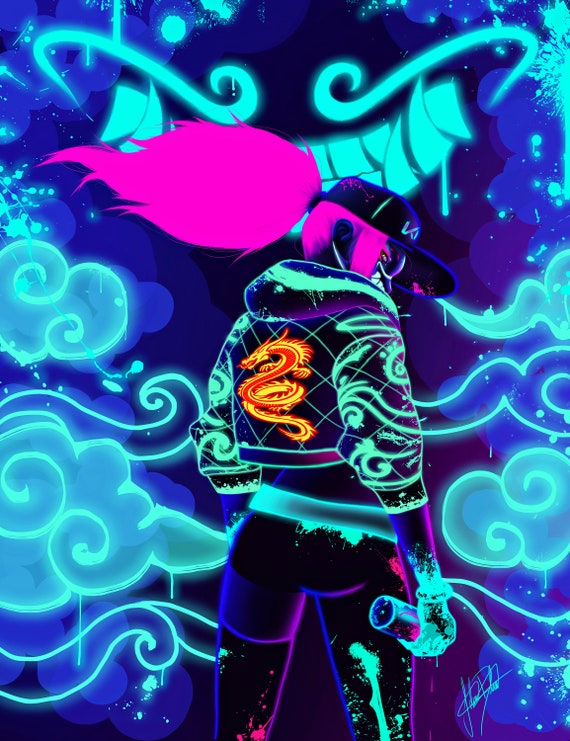 K/DA Akali Painting League of Legends Signed Fine Art Print - Etsy ...