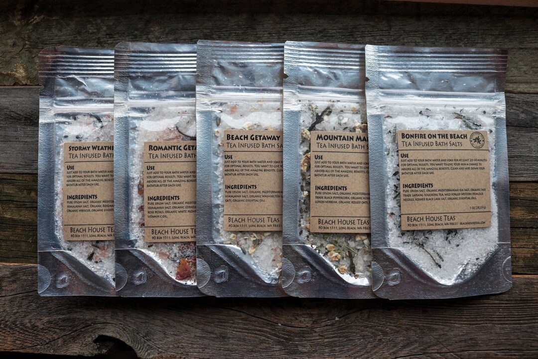 Tea-infused Bath Salt Gift Set: Luxury Bath Salts - Organic Small Batch ...