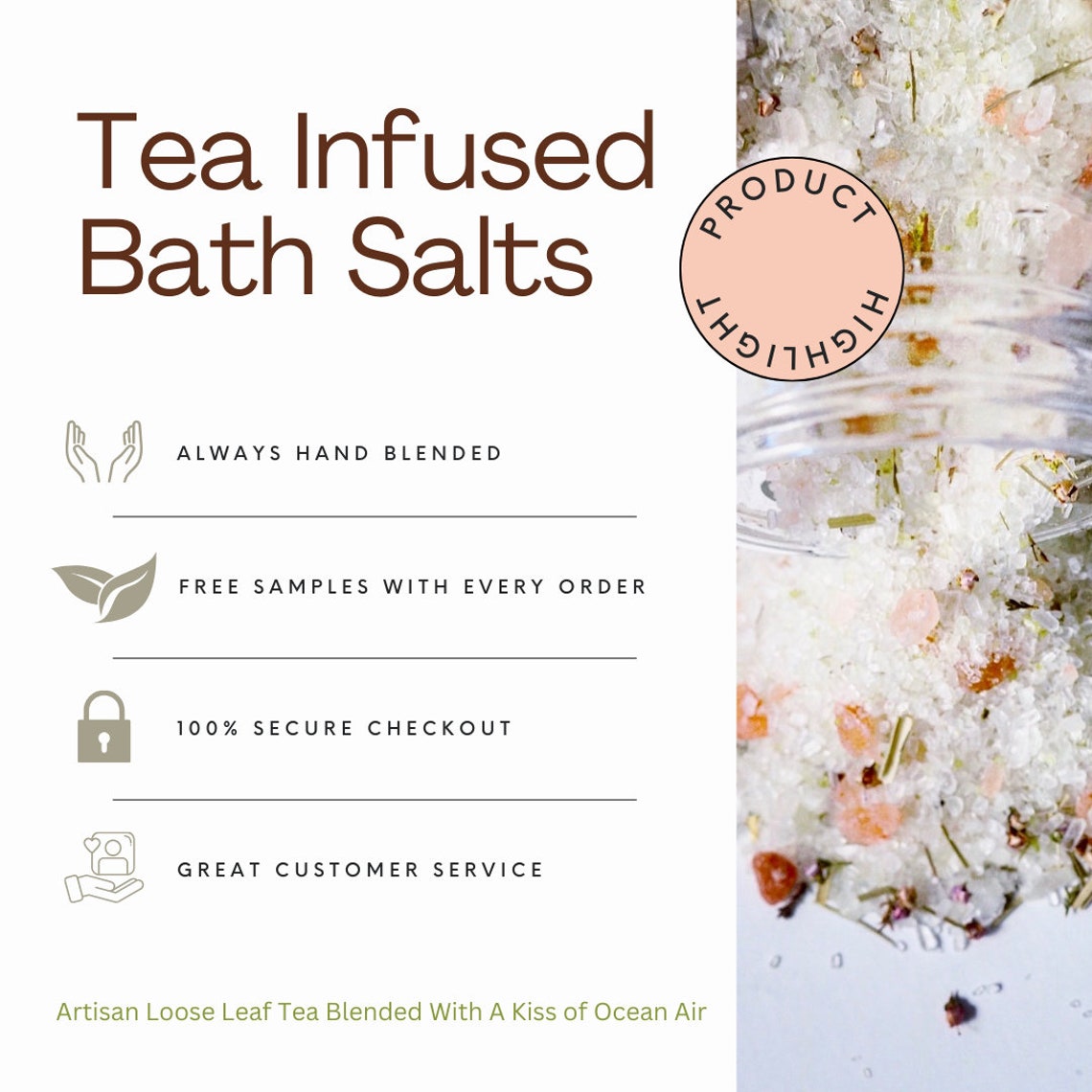 Tea-infused Bath Salt Gift Set: Luxury Bath Salts - Organic Small Batch ...