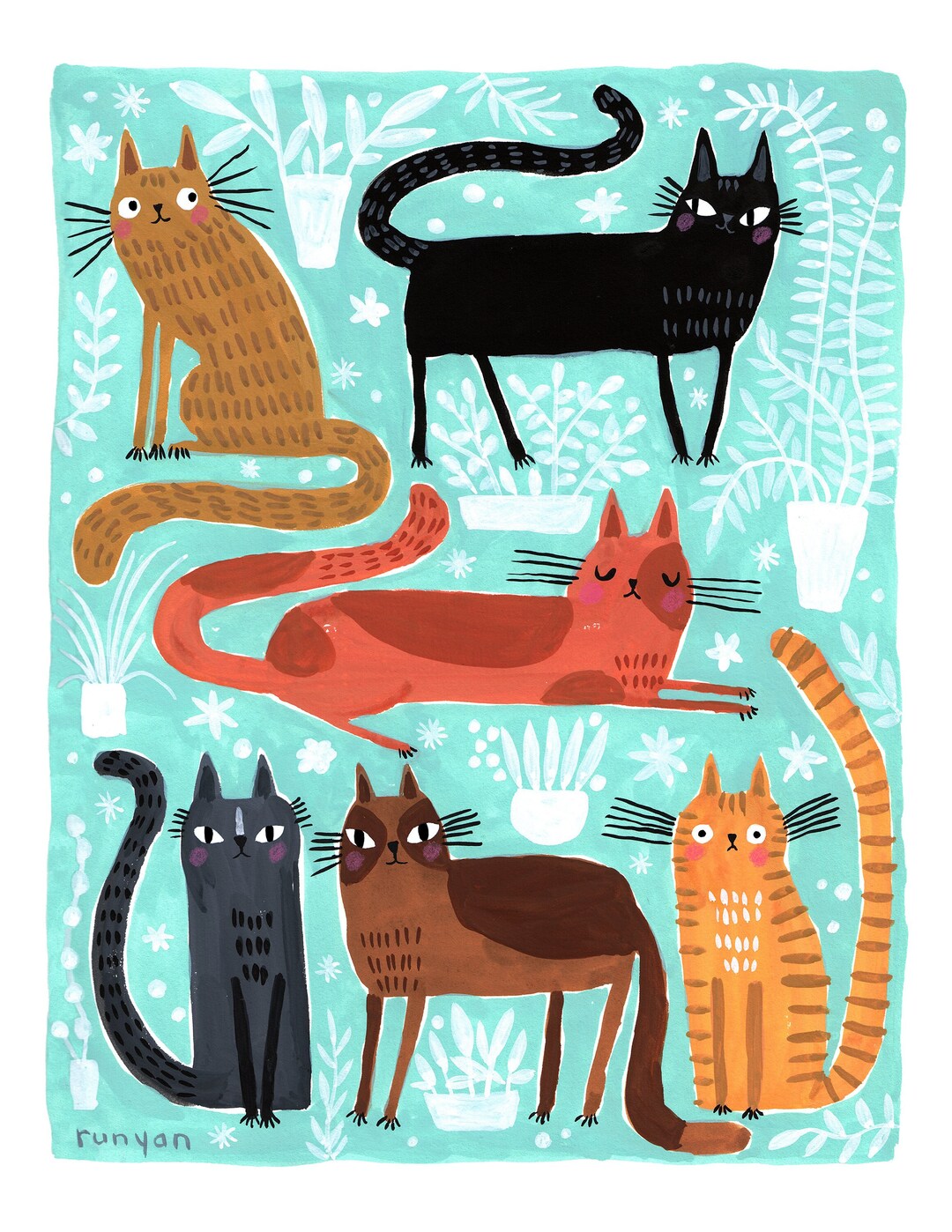 GOUACHE CATS - Etsy