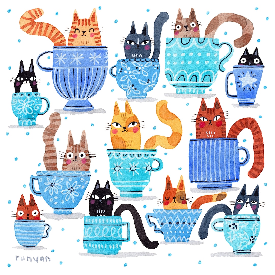 TEACUP CATS - Etsy