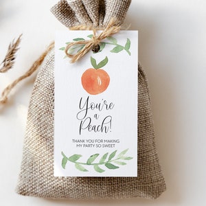 Printable peach favor tag // you're a peach peach | Etsy