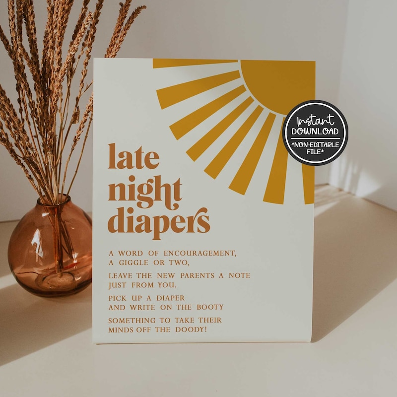 Late Night Diapers Sign Etsy