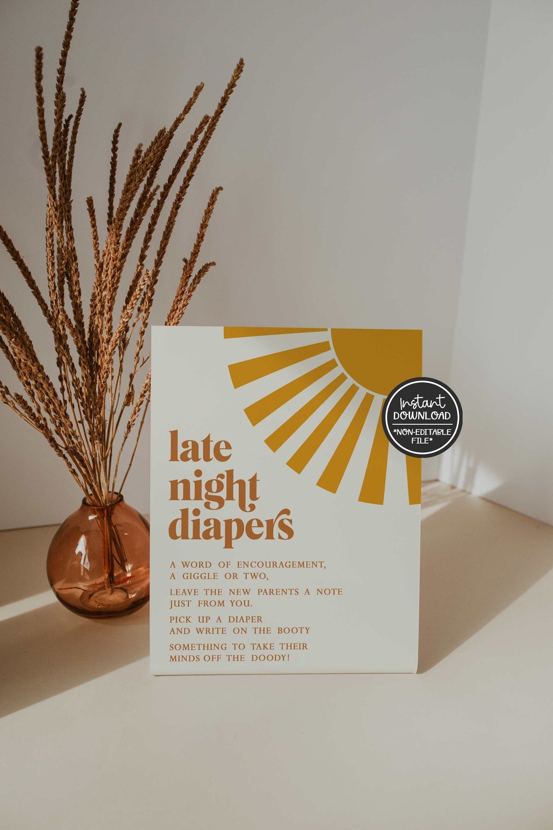 Printable Sun Late Night Diapers Sign // Here Comes the Son, Sunshine ...