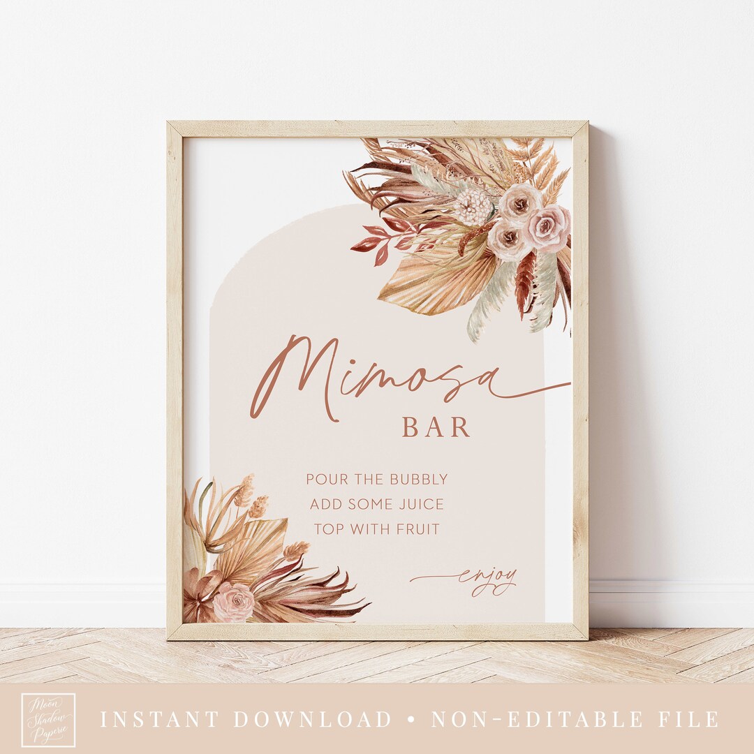 Printable Mimosa Bar Sign // Bohemian Bridal Shower, Baby Shower, Boho ...