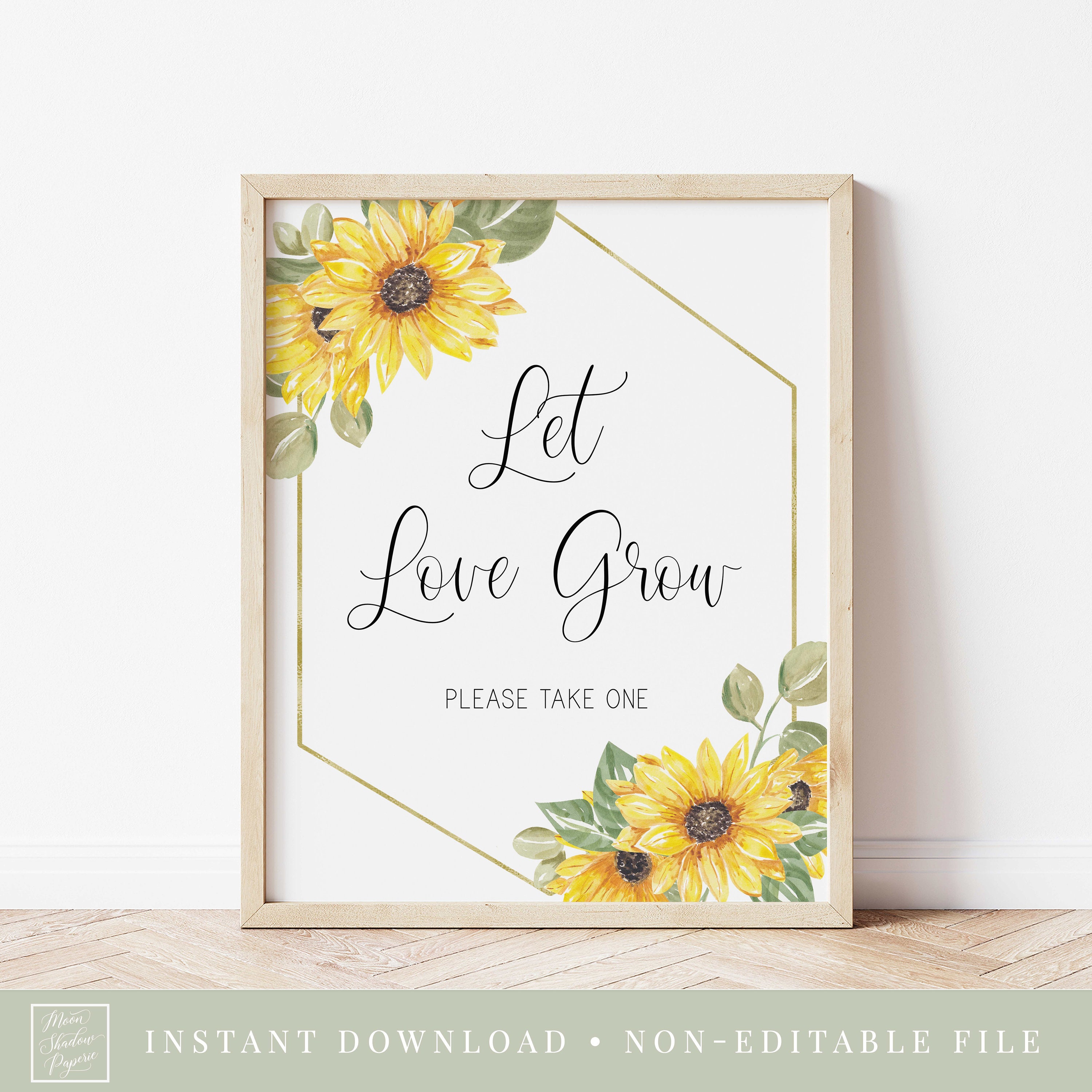 Let Love Grow Favors Sign // Sunflower Theme Bridal Shower - Etsy