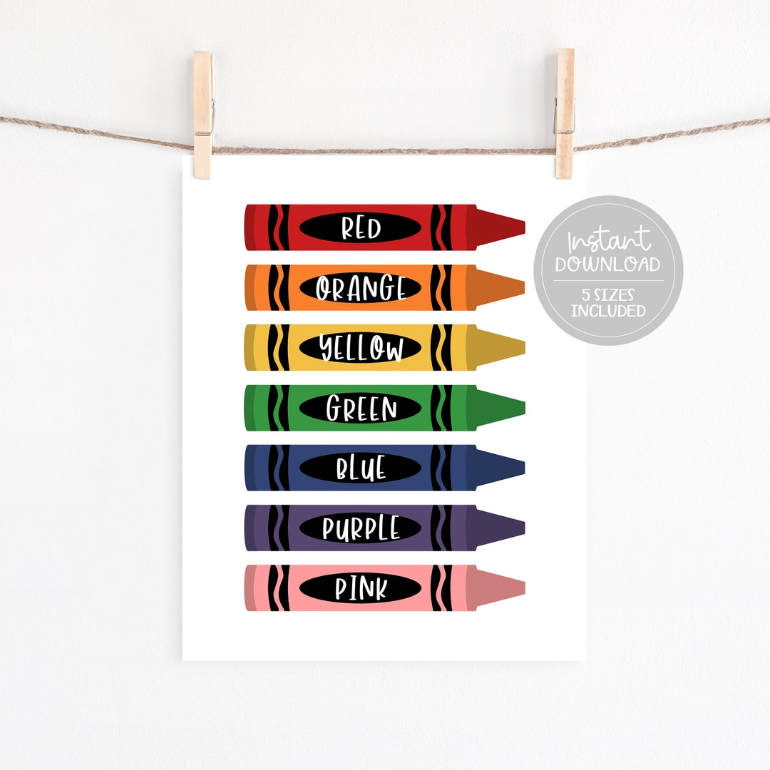 Crayons Wall Art Print // Printable Kids Wall Art, Wall Decor, Nursery ...