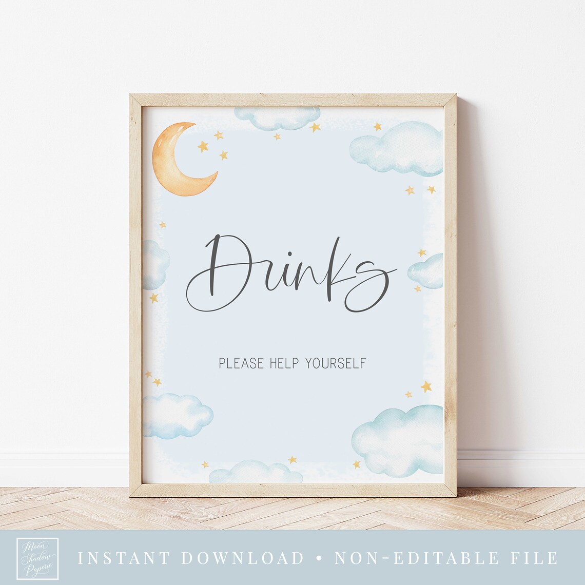 Drinks Table Sign // Twinkle Baby Shower Sign Moon and Stars - Etsy