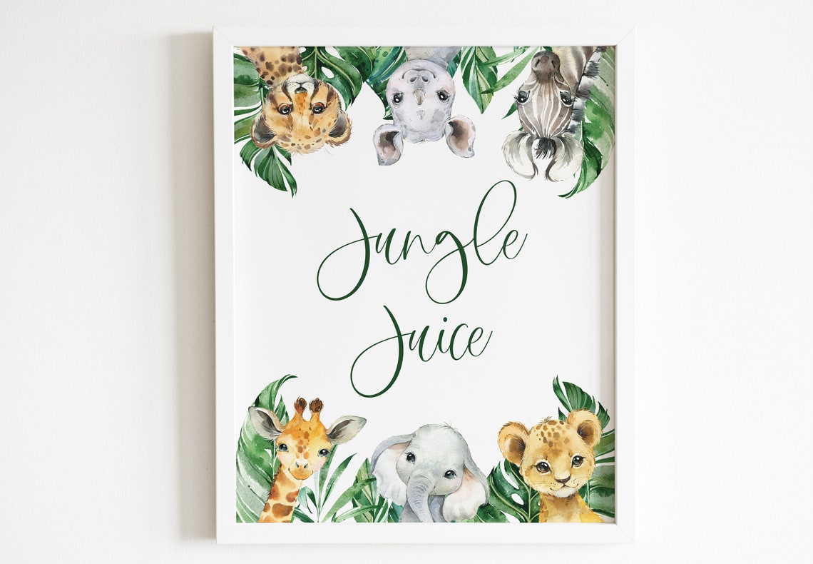 Jungle Juice Sign // Jungle Baby Shower Jungle Animals - Etsy