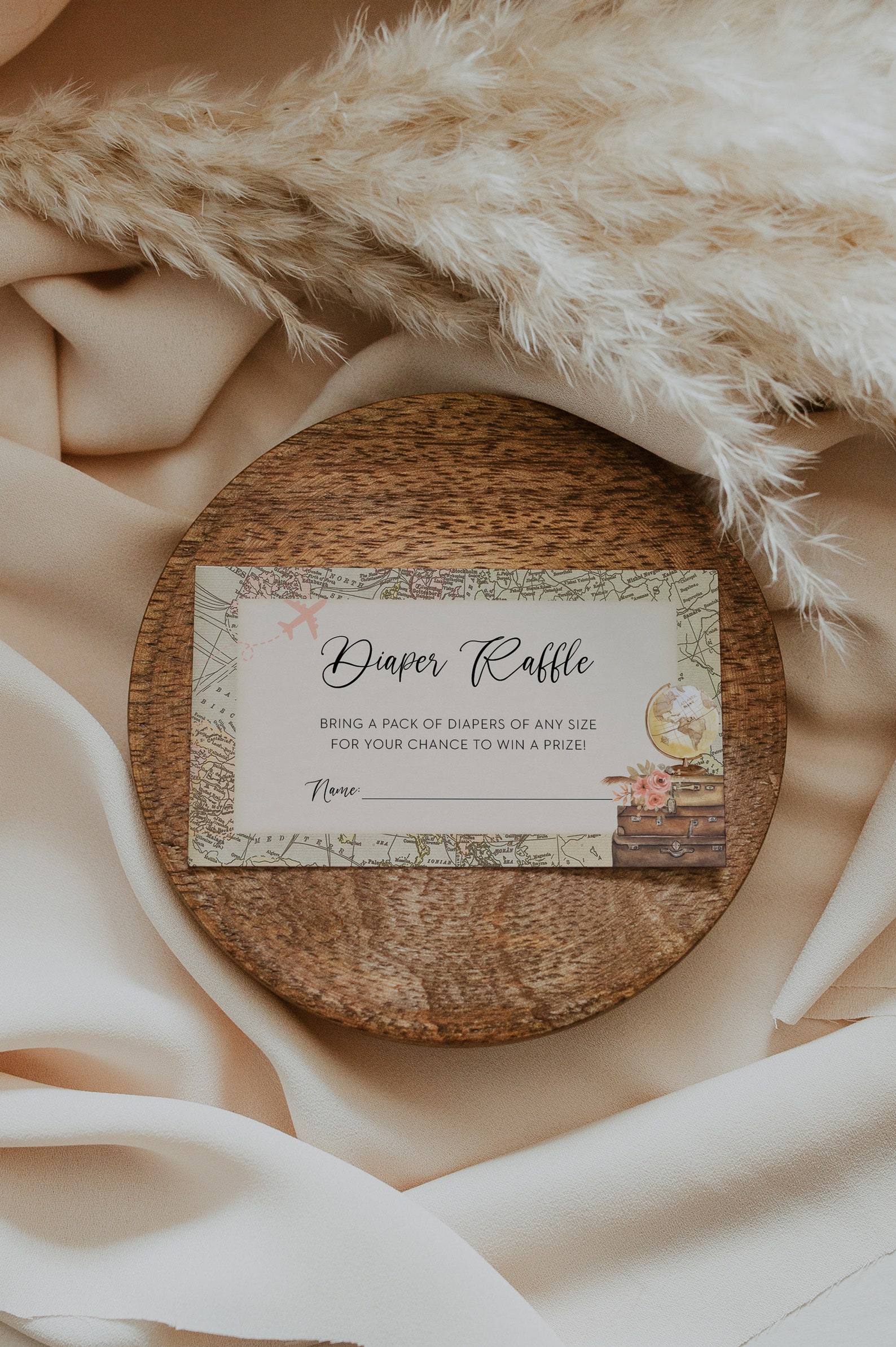 Diaper Raffle Ticket // Travel Baby Shower Luggage Map - Etsy