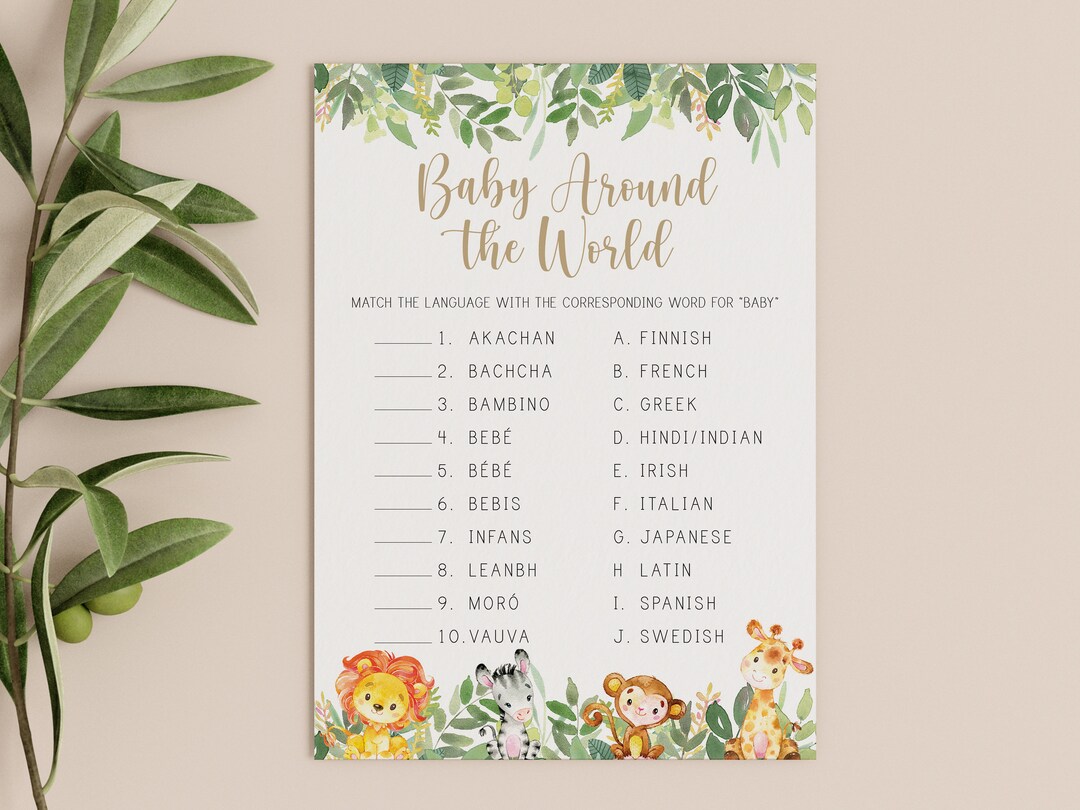 Baby Around the World Language Matching Game Card // Jungle Safari ...