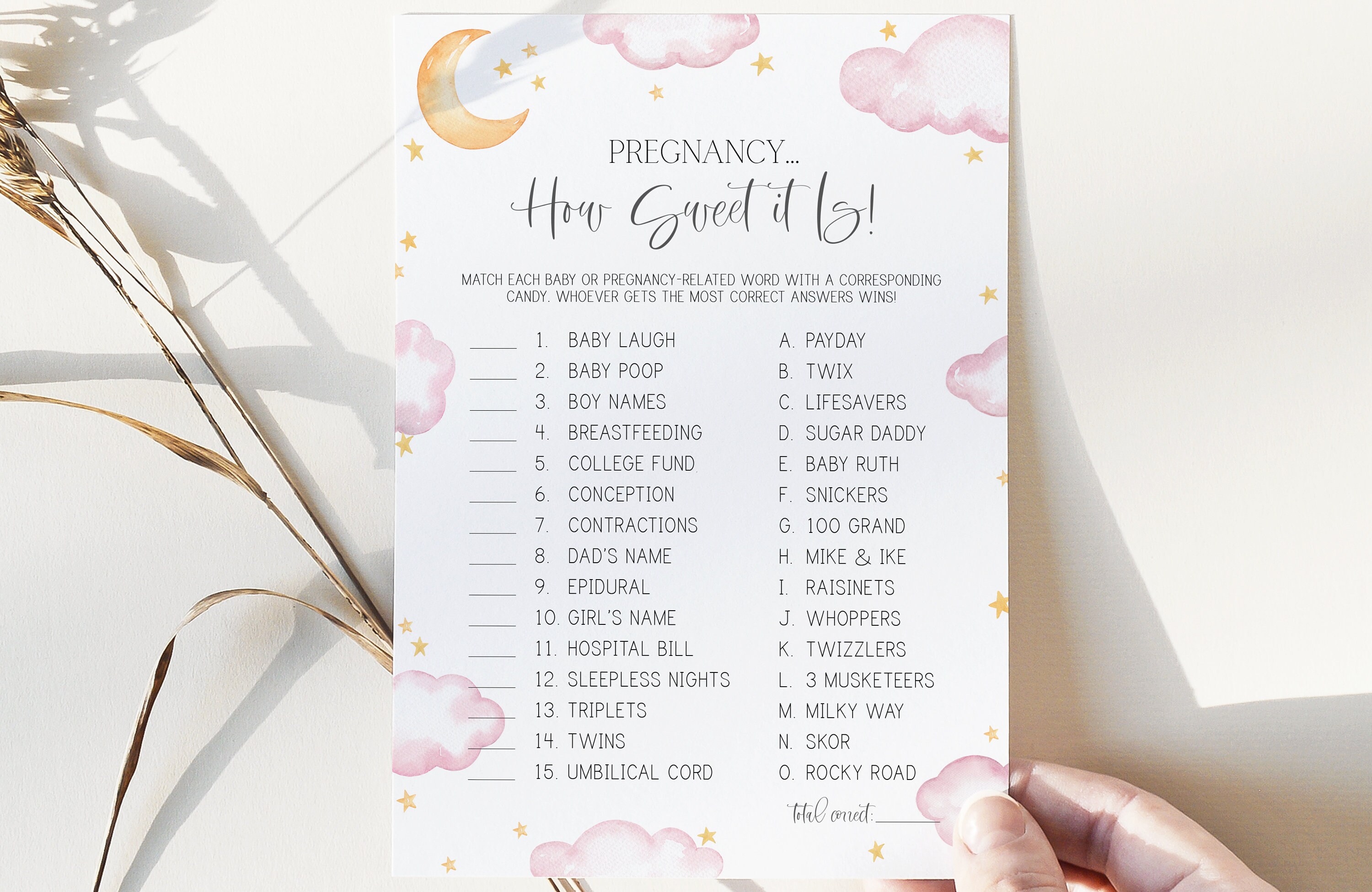 How Sweet It is Game // Twinkle Baby Shower Game, Moon and Stars ...