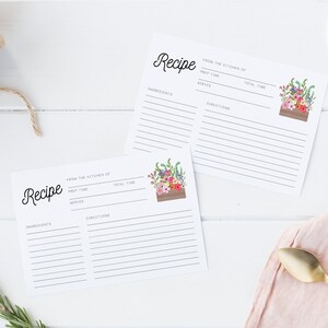 Flower Planter Recipe Card // Printable Recipe Card, Recipe Cards ...