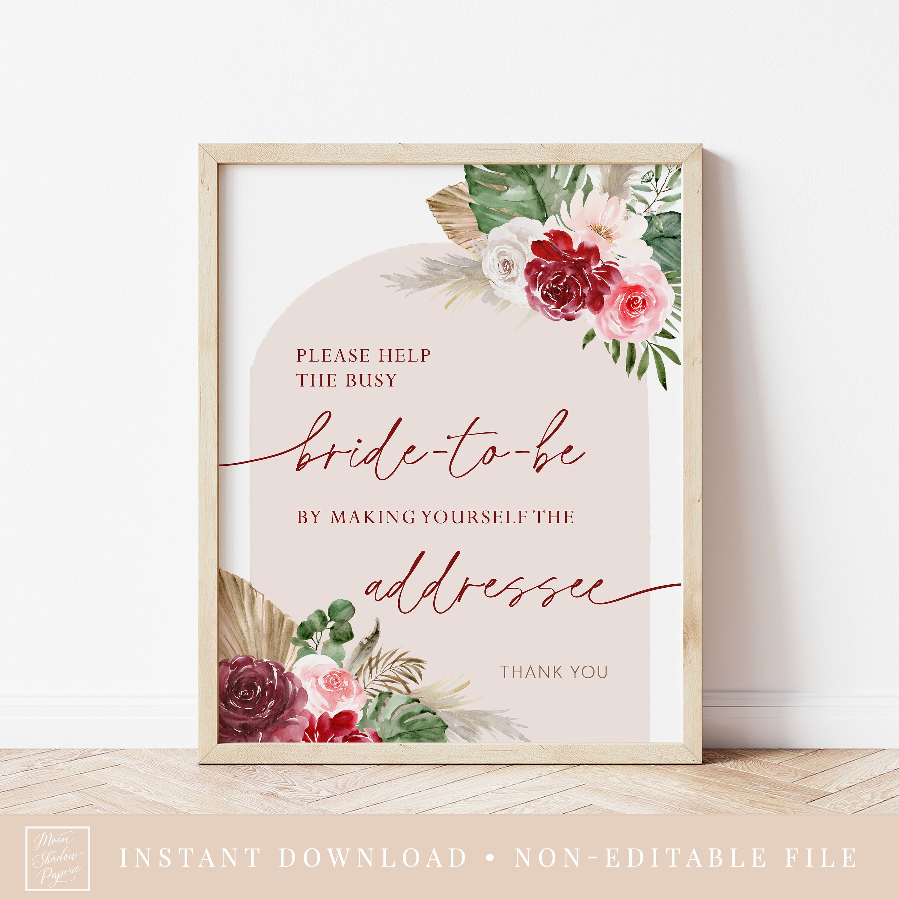 Printable Addressee Sign // Bohemian Bridal Shower Wedding - Etsy