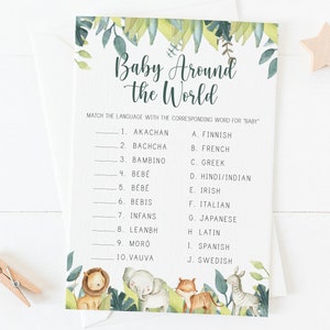 Baby Around the World Language Matching Game Card // Jungle Safari ...
