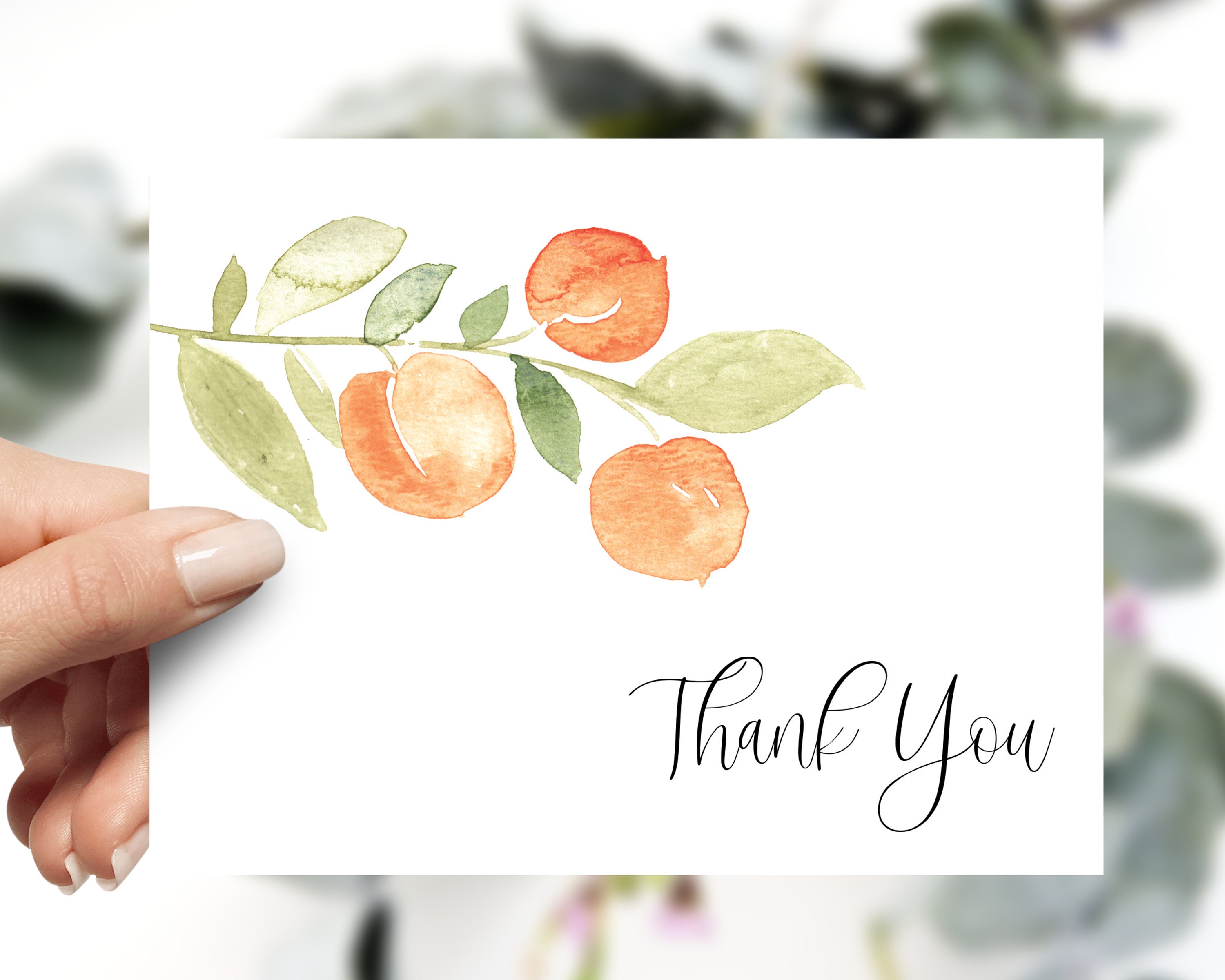 Printable flat thank you card // peach baby shower sweet | Etsy